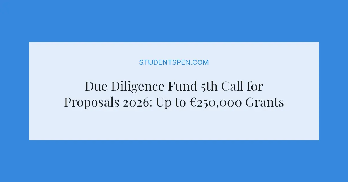 Due Diligence Fund 5th Call for Proposals 2026: Up to €250,000 Grants ...